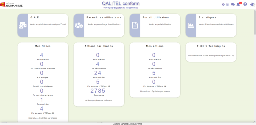 Logiciel de gestion des non-conformités QALITEL conform de SCOQI